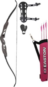 easton youth beginner recurve bow kit, pink, 10-20-pound