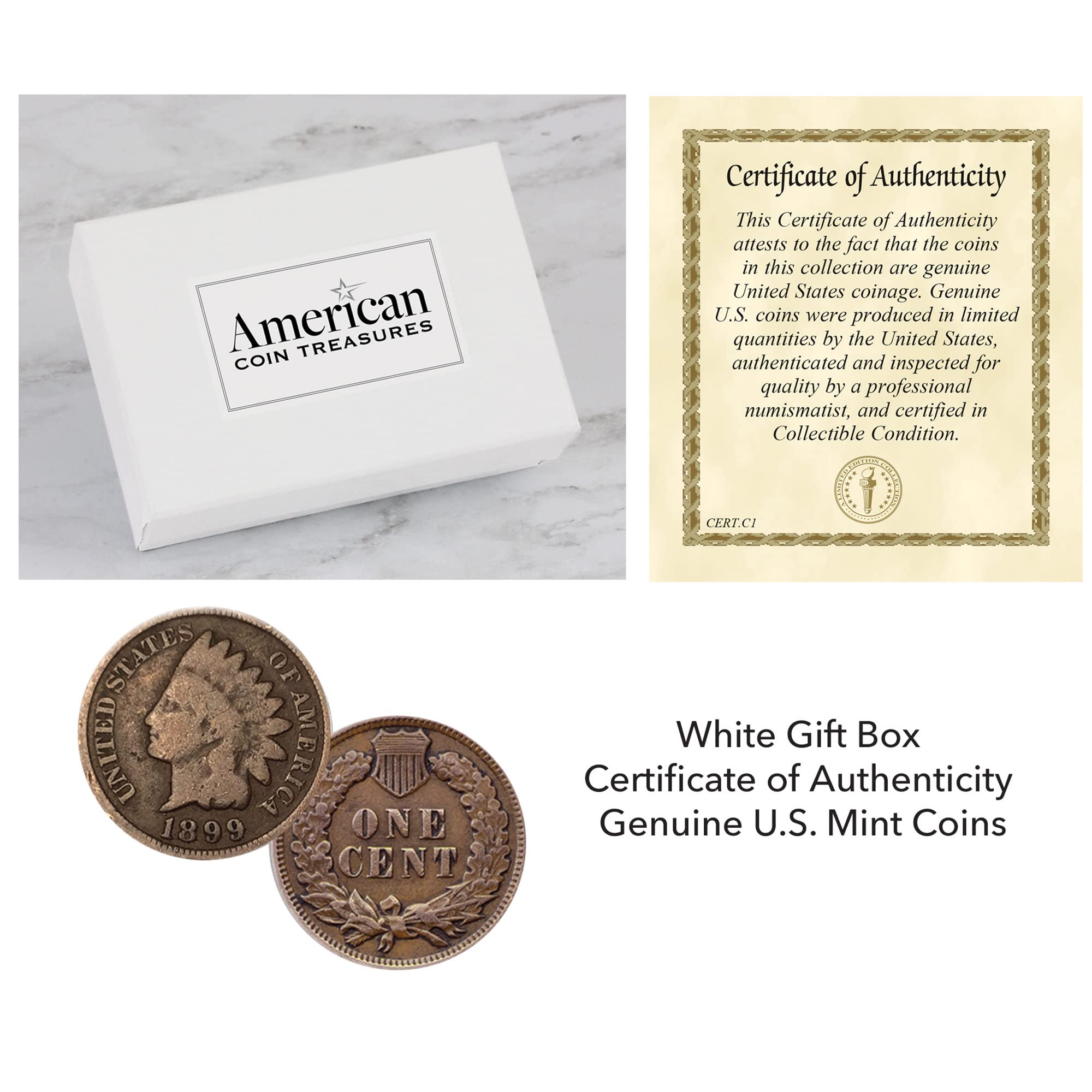 American Coin Treasures 100 Year Old Indian Head Penny Feather Silvertone Coin Earrings