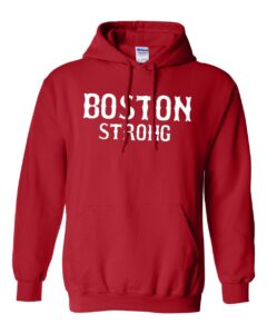 boston strong adult hoodie sweatshirt (medium, red)