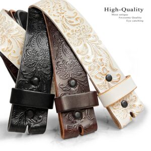 BS036 Cowboy Cowgirl Western Tooled Floral Embossed Full Grain Genuine Leather Belt Strap 1-1/2"(38mm) Wide (Black, 36)