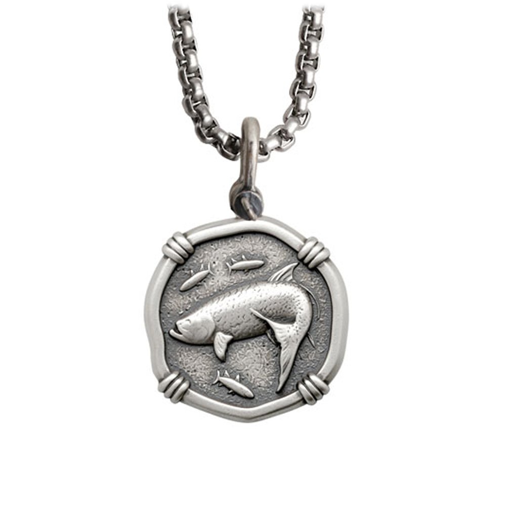 NAUTORA Tarpon Necklace - Pendant Crafted in Sterling Silver on a 22" Necklace Box Chain