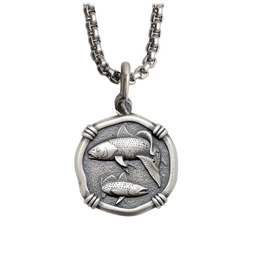 NAUTORA Redfish/Trout Necklace - Pendant Crafted in Sterling Silver on a 22" Necklace Box Chain