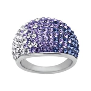 crystaluxe dome ring with purple-lavender-white fade crystals in sterling silver