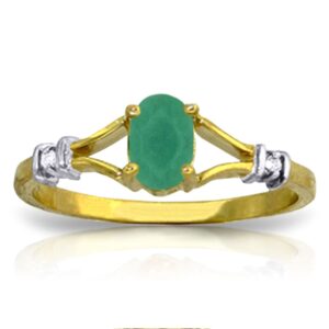 galaxy gold gg 14k yellow gold ring w/natural diamonds and emerald - size 10.5