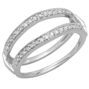 dazzlingrock collection 0.33 carat (ctw) 14k round diamond wedding band double guard ring 1/3 ct, white gold, size 6.5