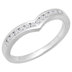 dazzlingrock collection 0.25 carat (cttw) 10k round diamond wedding stackable chevron ring 1/4 ct, white gold, size 6