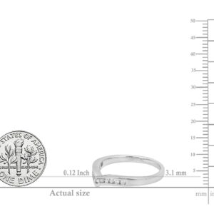 Dazzlingrock Collection 0.25 Carat (Cttw) 10K Round Diamond Wedding Stackable Chevron Ring 1/4 CT, White Gold, Size 6