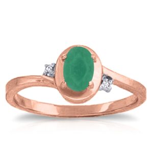 galaxy gold gg 14k rose gold ring w/natural diamonds and emerald - size 10.5