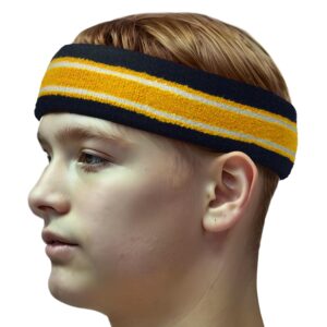 couver hb777 long thick sports basketball headband for large head (1 piece) navy/golden yellow/white