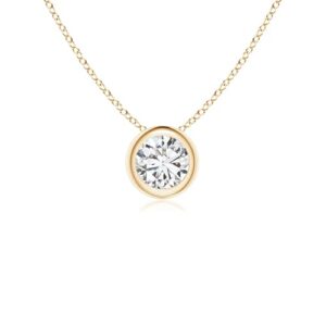 angara natural diamond solitaire pendant necklace for women in 14k yellow gold (grade-hsi2 | 4.1mm) april birthstone jewelry gift for women | birthday | wedding | anniversary