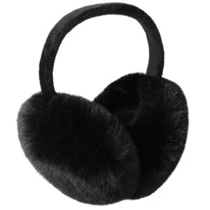 simplicity black ear muffs for winter men warm ear warmers for women faux furry winter ear muffs foldable earmuffs for women winter camping outdoor sports, black