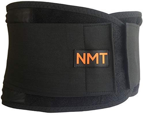 Back Brace by NMT ~ Lumbar Support Black Belt ~ Posture Corrector ~ Pain Relief from Arthritis, Sciatica, Scoliosis, Backache, Slipped Disc, Hernia, Spinal Stenosis ~ Injury Prevention ~ 4 Adjustable Sizes -'L' Fits Waist 34-40" (86-102cm)