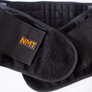 Back Brace by NMT ~ Lumbar Support Black Belt ~ Posture Corrector ~ Pain Relief from Arthritis, Sciatica, Scoliosis, Backache, Slipped Disc, Hernia, Spinal Stenosis ~ Injury Prevention ~ 4 Adjustable Sizes -'L' Fits Waist 34-40" (86-102cm)