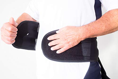 Back Brace by NMT ~ Lumbar Support Black Belt ~ Posture Corrector ~ Pain Relief from Arthritis, Sciatica, Scoliosis, Backache, Slipped Disc, Hernia, Spinal Stenosis ~ Injury Prevention ~ 4 Adjustable Sizes -'L' Fits Waist 34-40" (86-102cm)