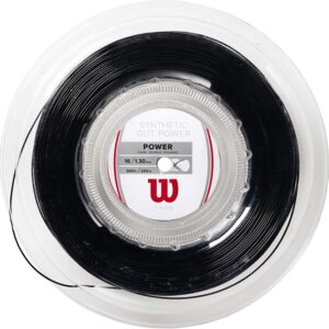 wilson synthetic gut power 16 tennis string - 200m reel, black