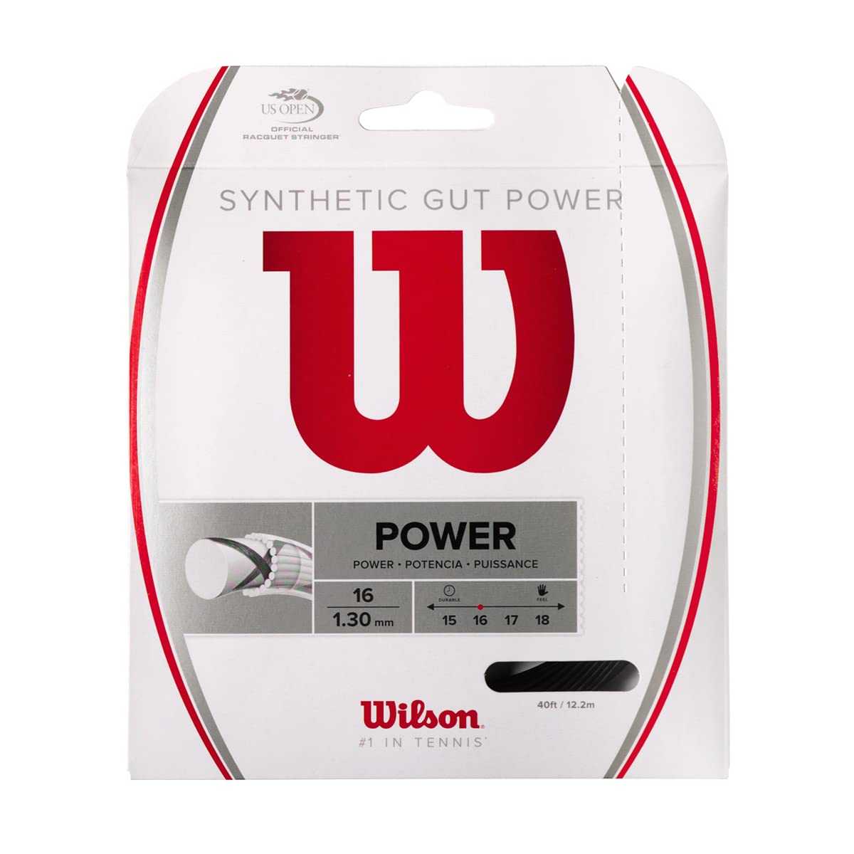 Wilson Synthetic Gut Power 16 Tennis String - Set, Black