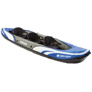 sevylor big basin 3-person inflatable kayak with adjustable seats & carry handles, heavy-duty pvc construction for rugged use & boston valve for easy inflation/deflation