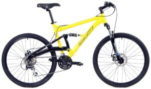 gravity 2024 fsx 1.0 dual full suspension mountain bike with disc brakes (yellow, 17in)