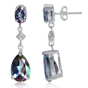 silvershake 8.96ct. mystic and white topaz 925 sterling silver drop dangle post earrings