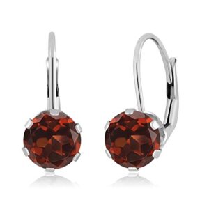 gem stone king 2.00 ct round red garnet 14k white gold earrings