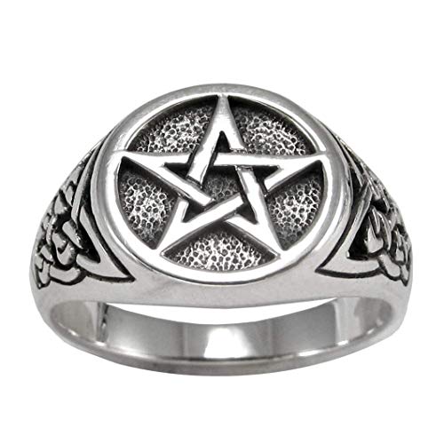 Moonlight Mysteries Sterling Silver Celtic Knot Triquetra Pentacle Pentagram Ring Size 10