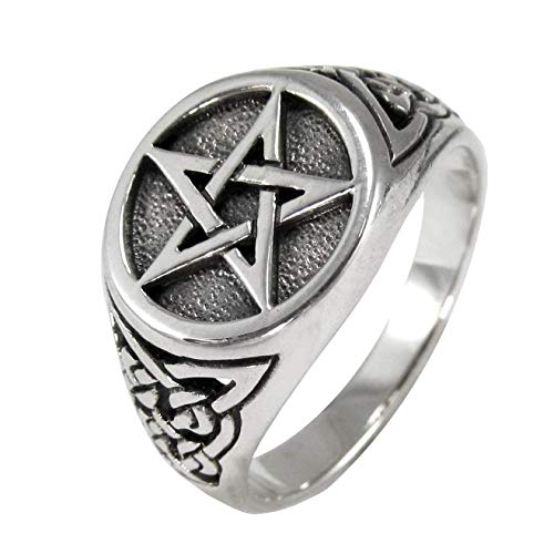 Moonlight Mysteries Sterling Silver Celtic Knot Triquetra Pentacle Pentagram Ring Size 10