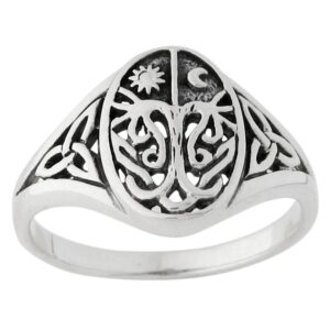 sterling silver norse tree of life ring with sun and moon size 8