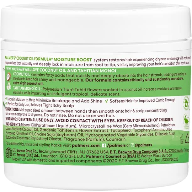 Palmers Coconut Oil Moisture Gro Hairdress Jar 5.25 Ounce (155ml) (Value Pack of 3))