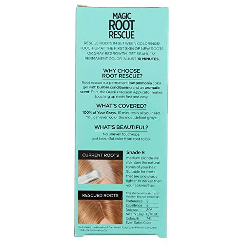 L'Oreal Paris Root Rescue Coloring Kit, Medium Blonde 8 (Pack of 3)