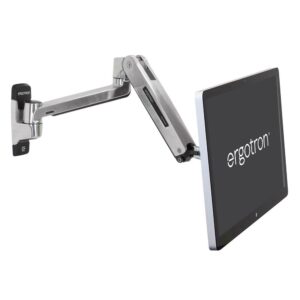 ergotron – lx hd sit-stand single monitor arm, vesa wall mount – for monitors up to 49 inches, 14 to 30 lbs – polished aluminum