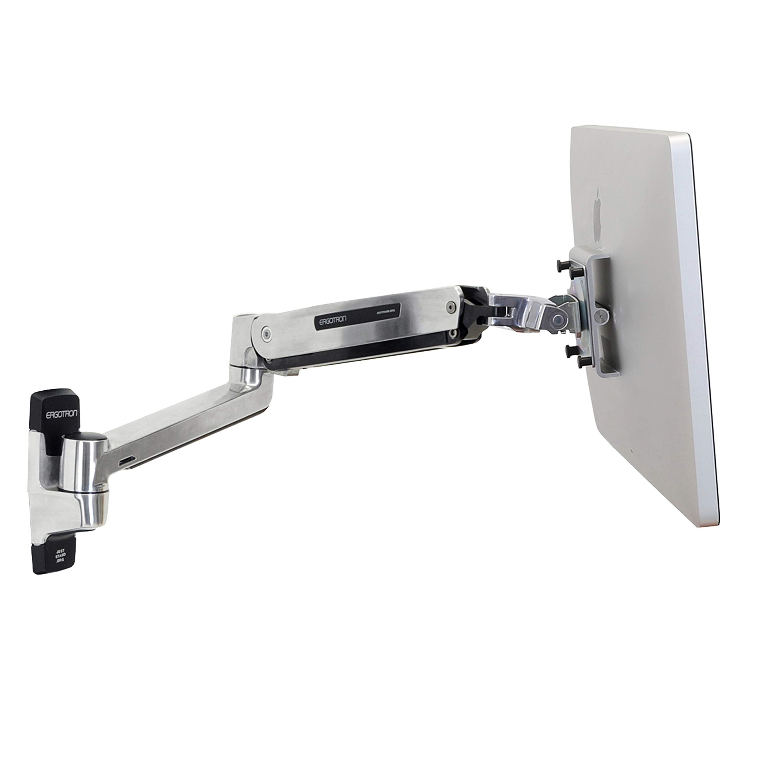 Ergotron – LX HD Sit-Stand Single Monitor Arm, VESA Wall Mount – for Monitors Up to 49 Inches, 14 to 30 lbs – Polished Aluminum