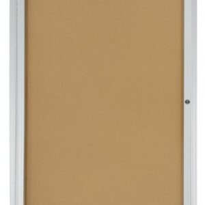 Displays2go 2x3 Foot Cork Enclosed Bulletin Board, 24 x 36 Inch with Hinged Door, Aluminum (LCRKSF2436)