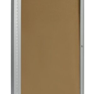 Displays2go 2x3 Foot Cork Enclosed Bulletin Board, 24 x 36 Inch with Hinged Door, Aluminum (LCRKSF2436)