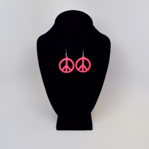 Hot Pink Hippie Peace Sign Dangle Earrings