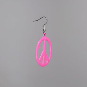 Hot Pink Hippie Peace Sign Dangle Earrings