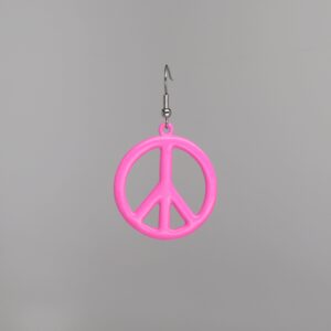 Hot Pink Hippie Peace Sign Dangle Earrings