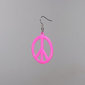 Hot Pink Hippie Peace Sign Dangle Earrings