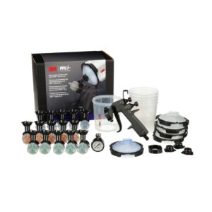 3m performance spray gun starter kit, 26778, includes pps 2.0 paint spray cup system, 15 replaceable gravity hvlp atomizing heads, air control valve