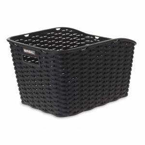 basil weave wp synthetic woven rear bicycle basket - black