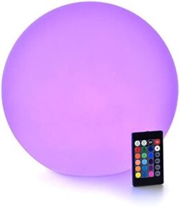 loftek led dimmable light ball: 12-inch waterproof floating pool lights with remote, 16 colors sphere night light, cordless & fast chargeable, sensory toys for kids, home, party, pool decor