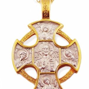 Crucifix Christ Almighty Silver Gold Tone St Michael Protection Cross 1 3/8 Inch