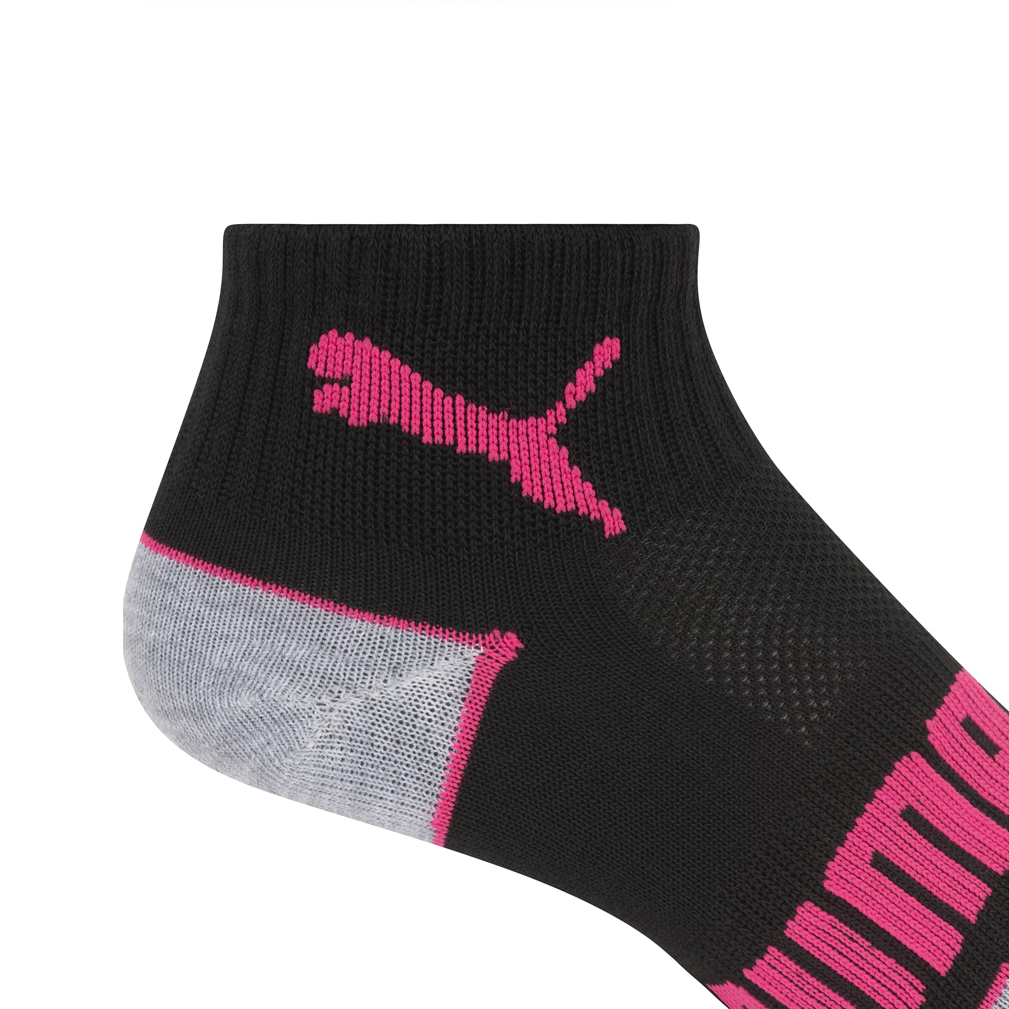 PUMA womens 6 Pack Quarter Crew athletic socks, Black, 9 11 US