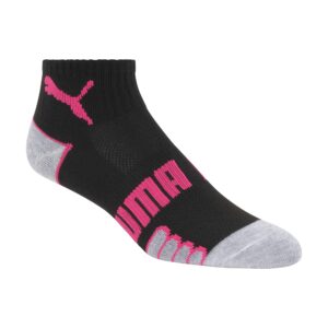 PUMA womens 6 Pack Quarter Crew athletic socks, Black, 9 11 US