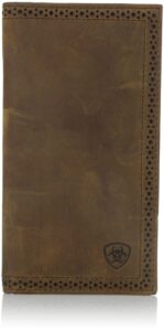 ariat ariat shield perforated edge rodeo wallet wallet medium distressed brown one size