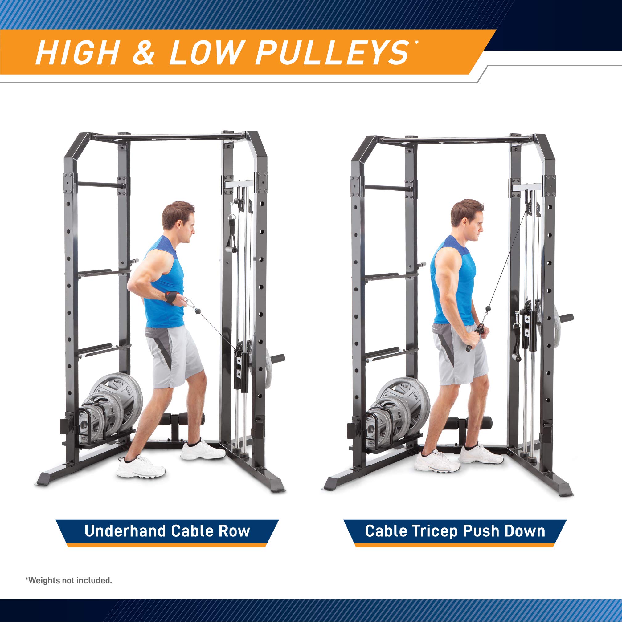 Marcy Olympic Multi-purpose Strength Training Cage with Pull Up Bars/Adjustable Bar Catchers and Pulley SM-3551