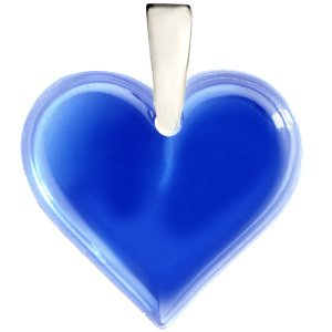 lalique glass small blue heart pendant