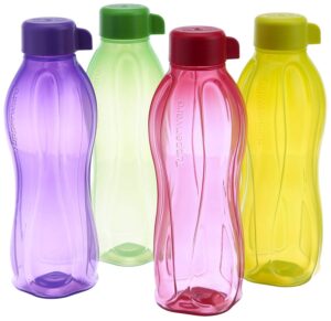 tupperware aquaslim water bottle set, 500ml, set of 4 (b.5l) colors may vary