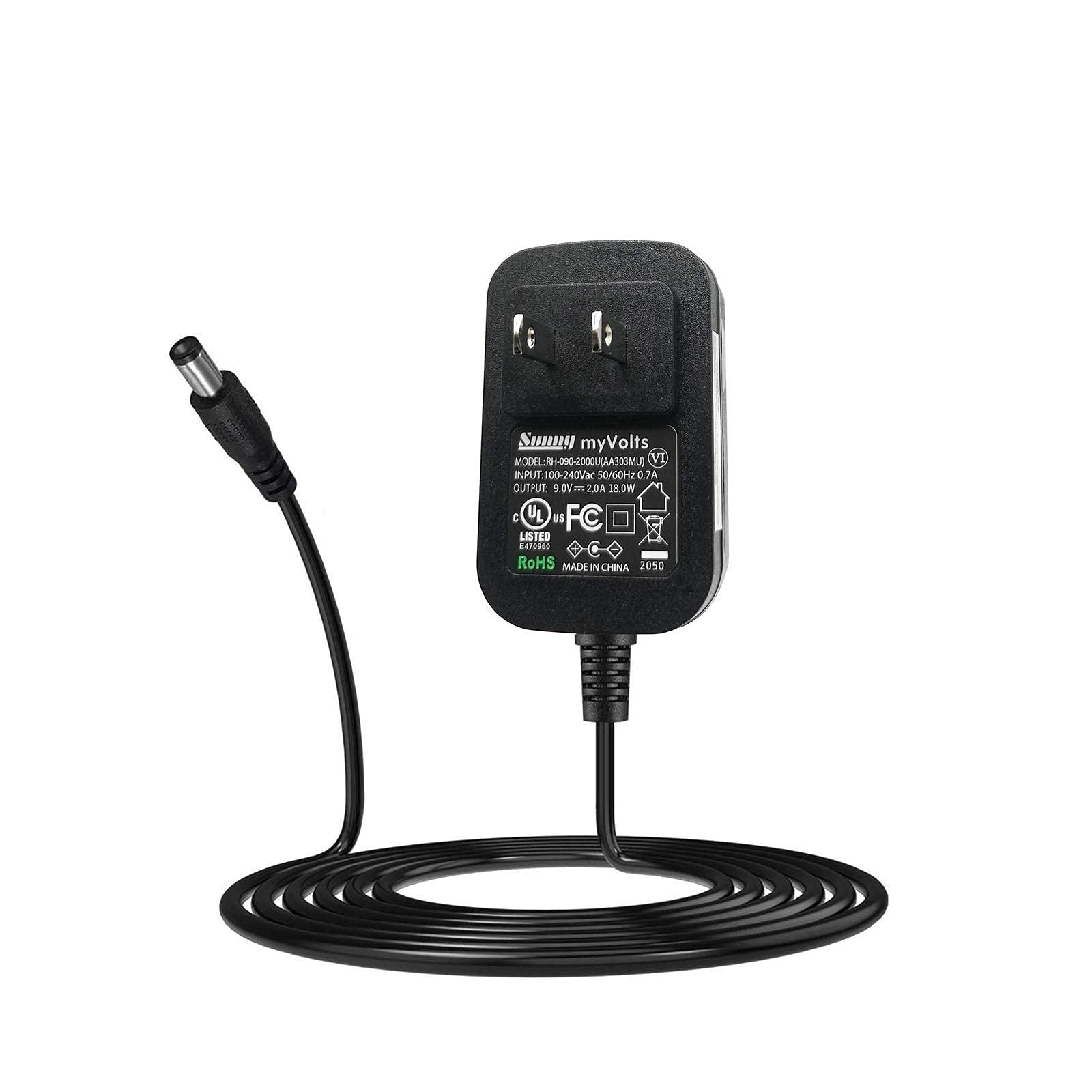 MyVolts 9V Power Supply Adaptor Compatible with/Replacement for Moen Uni-Comp Effects Pedal - US Plug