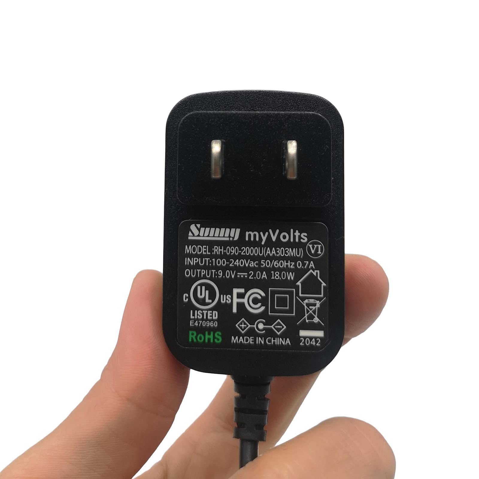 MyVolts 9V Power Supply Adaptor Compatible with/Replacement for Moen Uni-Comp Effects Pedal - US Plug