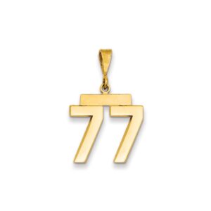 the black bow 14k yellow gold, medium polished number 77 pendant